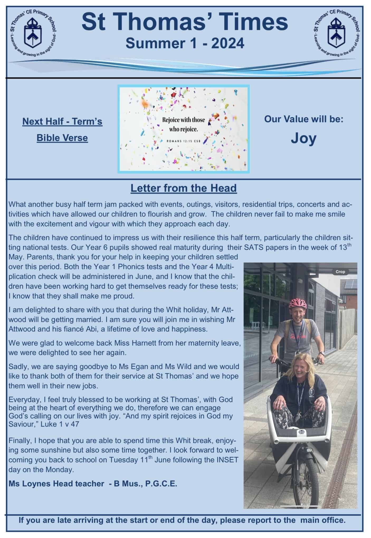Newsletter Summer 1 - St Thomas’ CE Primary School Stockport